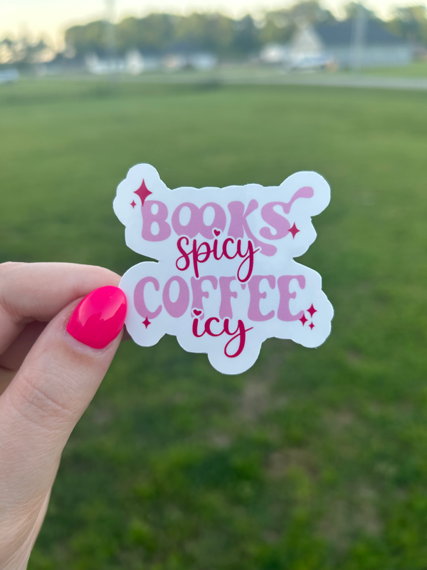 Books Spicy, Coffee Icy waterproof Sticker | Toadily Handmade