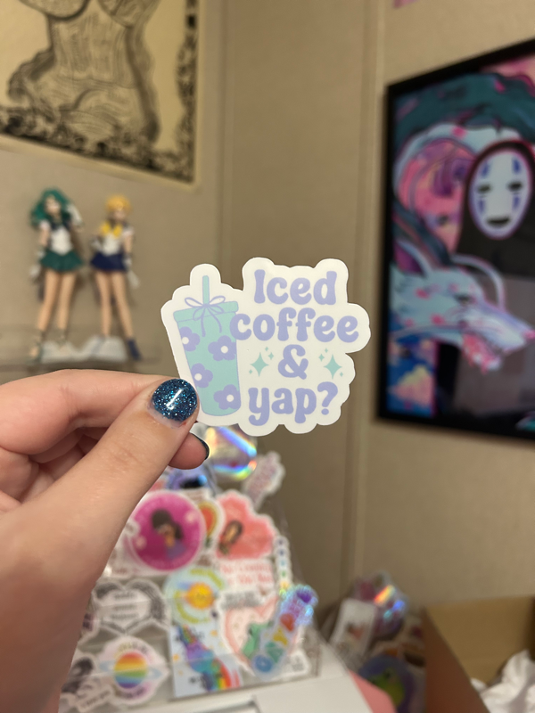 Iced Coffee & Yap Sticker | Toadily Handmade